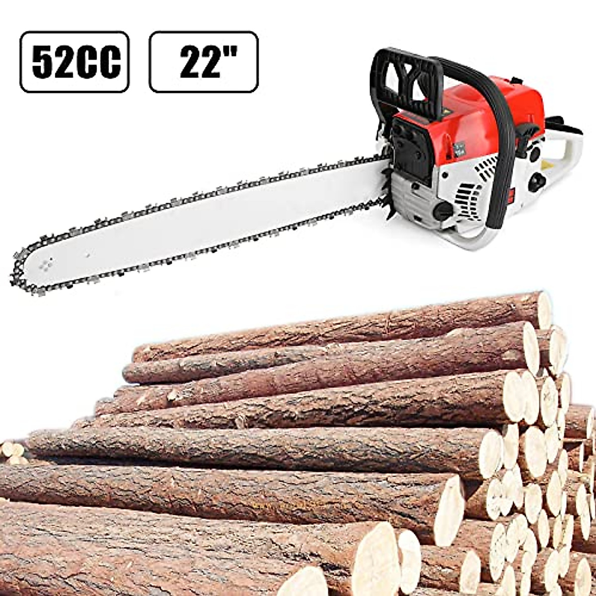 Frezon Petrol Chainsaw 22 Inch, Chainsaws Gas Powered 52CC 2 Cycle Gasoline Chain Saw for Trees Wood Garden Ranch Forest Cutting