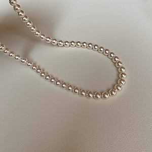 LULII Pearl Necklaces for Women, 6MM Cream White Round Choker, Sterling Silver Dainty Lobster Clasp for Jewelry Gifts