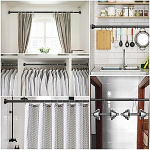Ausemku Shower Curtain Rod Tension - 40-72 Inch Never Rust Non-Slip Spring Tension Curtain Rod No Drilling Stainless Steel Curtain Rod Use Bathroom Kitchen（Black）