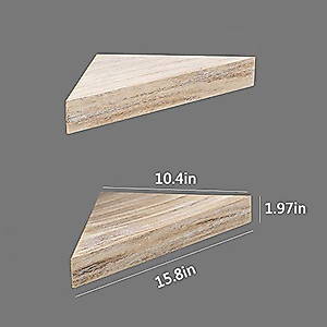 AHDECOR Rustic Wood Corner Wall Shelves, Wall Mounted Floating Corner Shelf for Home Décor, 2-Pack
