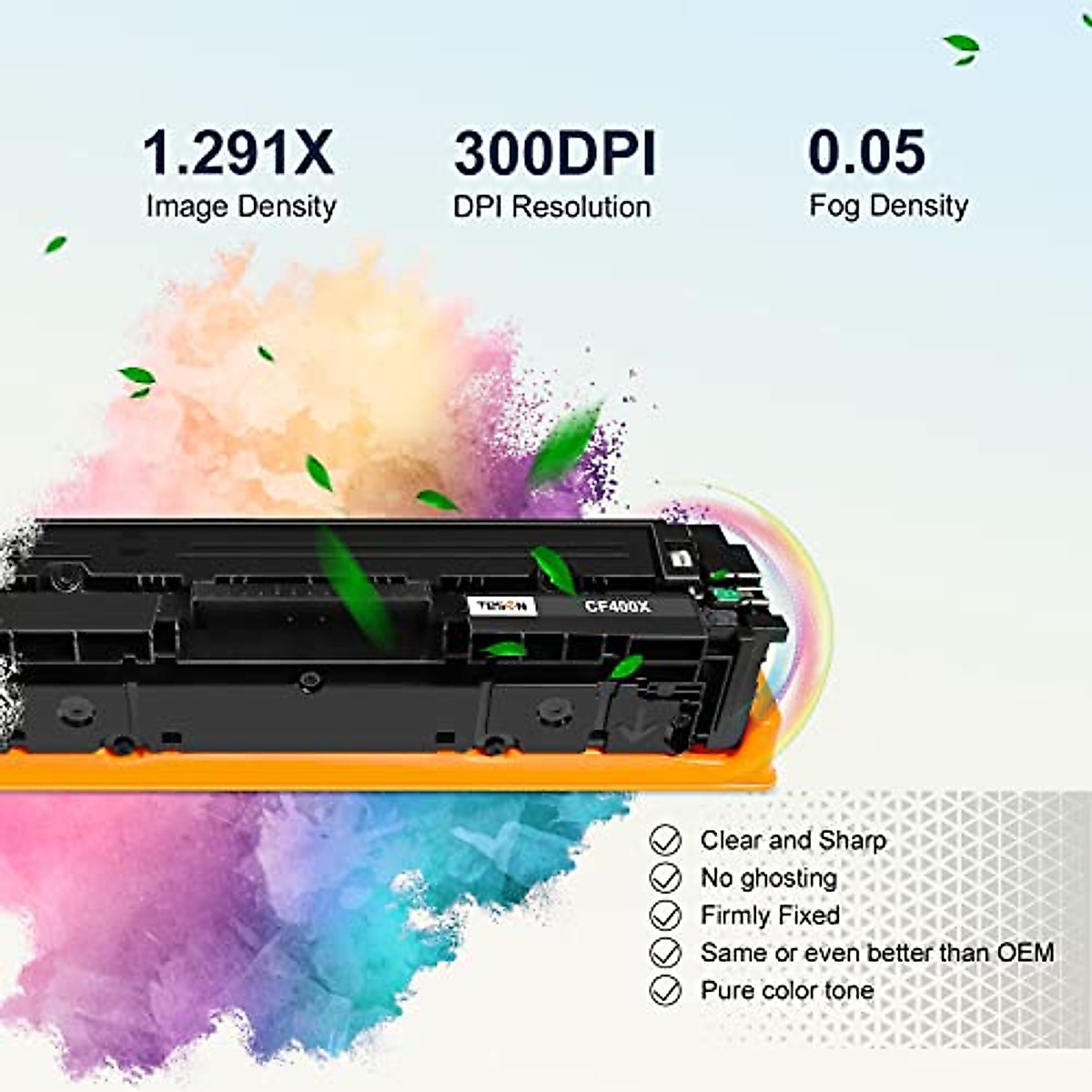 TESEN 201X CF400X (with New Chips) Remanufactured Toner Cartridge Replacement for HP 201X CF400X for HP Color Pro M252n M252dw MFP M277n M277dw M277c6 M274n (Black, 4PK) Green Series