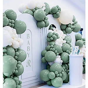 Dusty Green Balloon Garland Double Stuffed Olive Green Balloon Different Size Retro Mint Green Balloon Arch Kit for Birthday Wedding Baby Shower Bridal Shower Engagement Party Decor