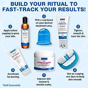 LURE Essentials Sculpt Silicone Cupping Theapy Set Anti Cellulite Cup Massager, Vacuum Suction for Lymphatic Drainage