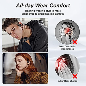 Single Open Ear Headphones [Only Left Ear], Wireless Bluetooth 5.2 Noise Cancelling 16 Hours Battery Life Headphone with Earhooks, Stereo Powerful Volume Headset for Sports Business Truck Driver-Black