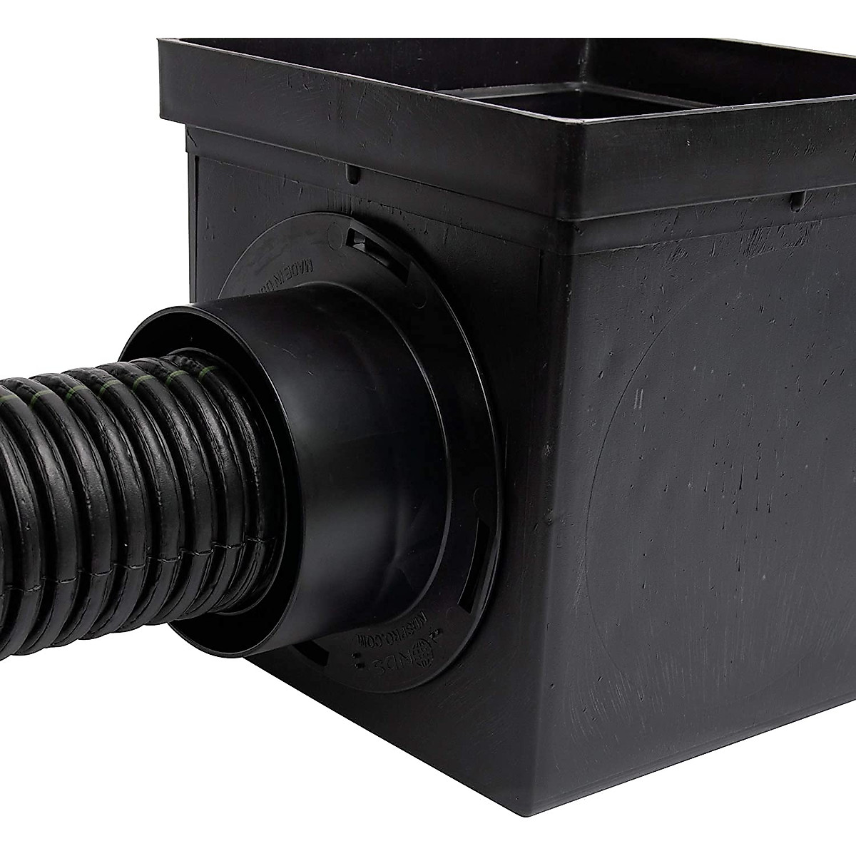 NDS 900BKITRTL1PK Square Kit with 2-Opening Catch Basin, 2 Adapters, 1 Outlet Plug, and 1 Plastic Drain Grate, 9-Inch, for Lawns, Landscaped Areas, Black