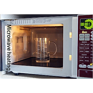 KINNOSE Graduated Beaker Mug with Handle and Durable Bamboo Lid Borosilicate Glass Multi-Function Food Grade Measuring Cup 500ml