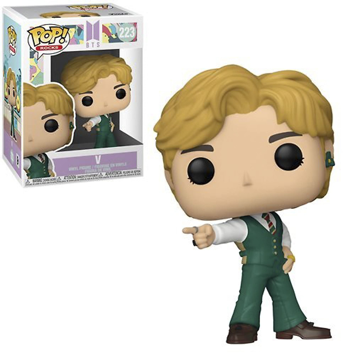 BTS - Dynamite - V Funko Pop! Vinyl Figure (Bundled with Compatible Pop Box Protector Case), Multicolored, 3.75 inches