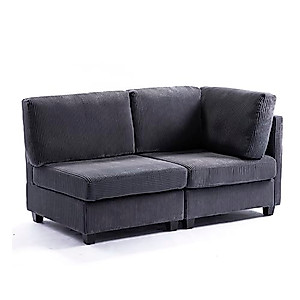 Eafurn Convertible Modular Sectional Sofa Set, Free Combinational Corner Couch, Corduroy Upholstered Deep Seat Comfy Sofa&Couches with Solid Wood Legs for Living Room Apartment, Gray 126.38"