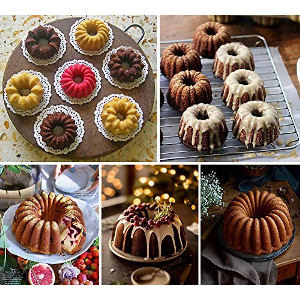 Sidosir Mini Fluted Tube Cake Pan, 6Cavity Heritage Fluted Tube Cake Silicone Mold for Baking,Non Stick Fancy Molds for Fluted Tube Cake (Fluted Tube)