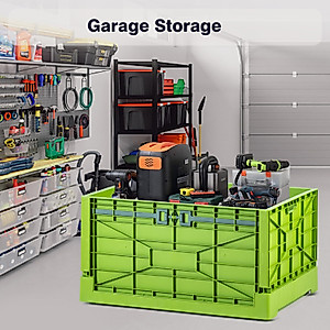 LivLab Mker 50 Gallon / 200L Collapsible Storage Bins - 31.4" L x 23.6" W x 16.9" H, Extra Large Foldable Crate for Storage, Stackable Plastic Container Box for Organizing Home, Office, Green