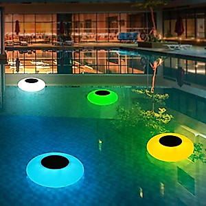Uonlytech 2pcs Swimming Birthday Landscape Decor Lights Dish Size Decorative Valentines Light Pool Night Garden Day Pond Shape Solar Party Supplies Powered Toys Wedding Control Bath Outdoor