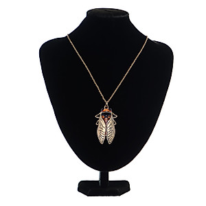 Alilang Big Antique Golden Tone Orange Amber Vintage Insect Cicada Beetle Bug Chain Pendant Necklace