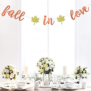 Rose Gold Glitter Fall in Love Banner-Fall Autumn/Wedding/Engagement/Bridal Shower Party Favors Supplies