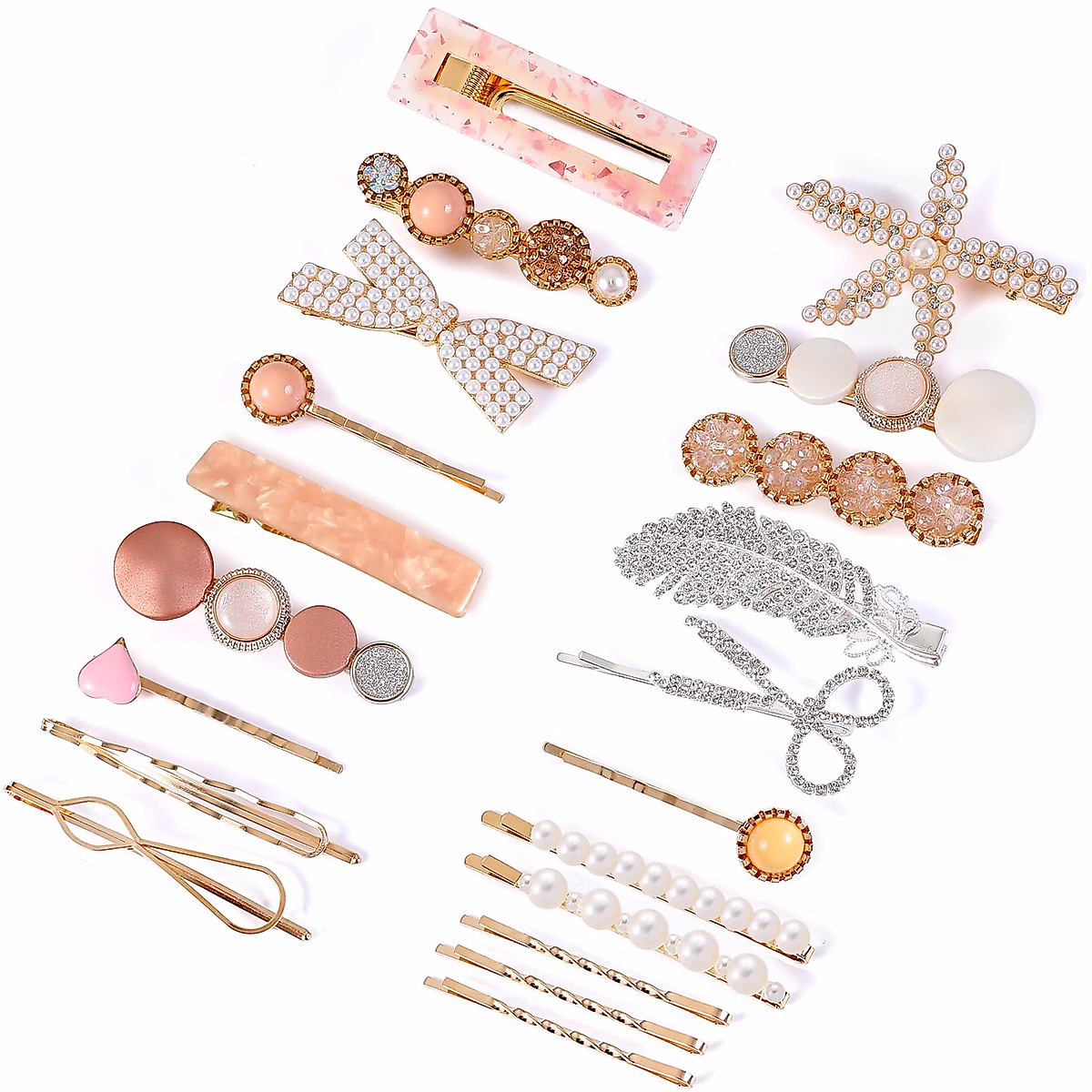 Parcce 20 Pieces Pearl Hair Clips Set, Hair Barrettes Acrylic Resin Sweet Decorative Bobby Pins Hairpin Headwear Hair Accessories Headwear for Women and Girls…