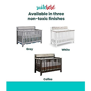 Suite Bebe Hayes 4 in 1 Convertible Crib, White and Wire Brushed Wood