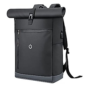 HOMIEE 30L Travel Backpack Expandable Roll Top Backpack Fits 17 Inch Laptop, Water Resistant Carry on Backpack Casual Daypack College School Bookbag with Laptop Pocket