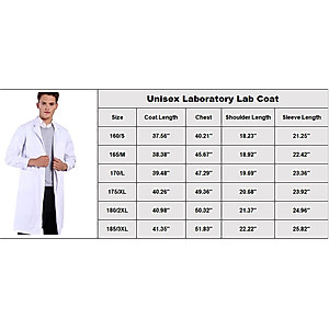 Long Sleeve Women Lab Coat Uniforms Coat Jacket with 3 Pockets 38 inch Classic Fit (White, XXX-Large)