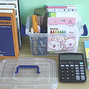 Nesmilers Small Plastic Storage Box with Lid, Clear Storage Box, Set of 6