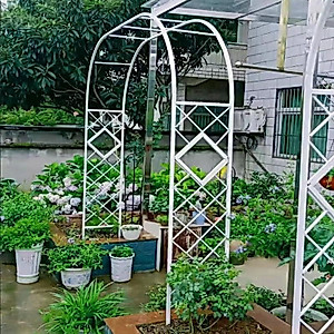 Garden Iron Arch for Climbing Plant, Black Metal Arbor Trellis,140 180 300 260 340cm Wide Steel Frame Archway White, Roses Vines Pergola (Color : White, Size : 102" W x 91" H)