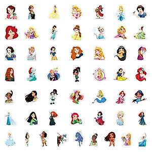 100Pcs Princess Stickers Cartoon Stickers Waterproof Vinyl Stickers for Toddlers Kids Teens Adults Bottle Skateboard