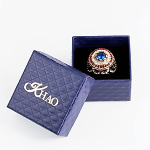 CKHAO Women Ring - 20mm Big Size Antique Gold Plated Turkish Style Blue Gemstone Vintage Ring Women Jewelry J0775BLUE (10)