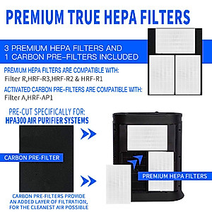 HPA300 Compatible HEPA Filter Set | 3 HEPA Filters & 1 Pre-Cut Activated Carbon Pre Filters