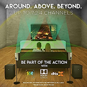 Nakamichi Shockwafe Elite 7.2.4 Channel 800W Dolby Atmos/DTS:X Soundbar with Dual 8” Subwoofers (Wireless) & 2 Rear Surround Speakers. Enjoy Plug and Play True 360° Cinema Sound & Room-Shaking Bass