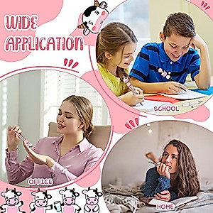 12 Set Plastic Beadable Pens Assorted Bead Pens Wood Beads Crystal Spacer Beads Set Round Beads Black Ink Ballpoint Pen DIY Bead Pen Set for Women Kids Gifts School Office Supplies (Cow Print)