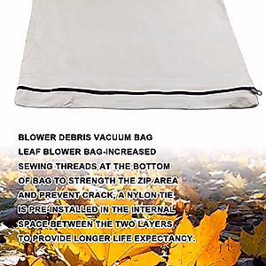 LIZEWEI Universal Leaf Vacuum Blower Bag/Bottom Debris Dump Bag Large Capacity Replacement Collection Bag with Zippered, Used with Various Brands of blowers/vacs with The 3.5 inch Opening