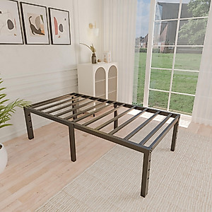 ALDRICH 18 Inch Metal Twin Bed Frame - Black Basic Steel Slats Platform, Easy Assembly Heavy Duty Noise Free Bedframes, No Box Spring Needed