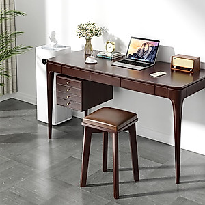 Rukulin Wood Stool with Padded Seat Stackable Stools for Home Kitchen Office School (2Pack)