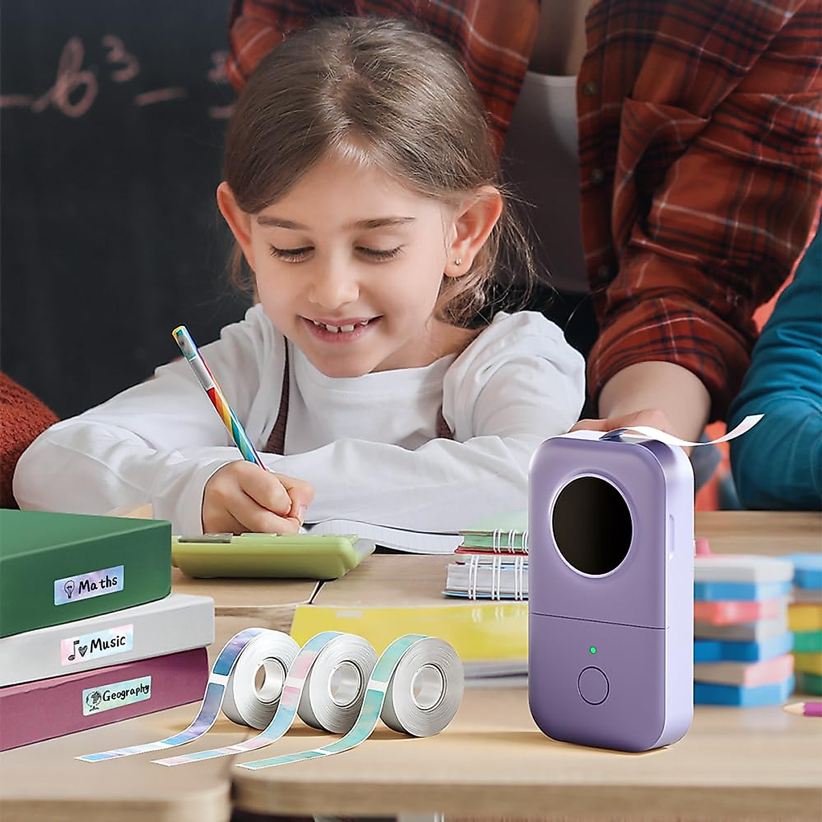 Phomemo D30 Label Maker Machine with case and 1 roll Label Tape, Portable Bluetooth Label Printer, Small Smart Phone Handheld Sticker Mini Labeler Multiple Templates Font Icon Easy to Use