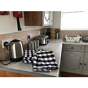 Urban Villa Kitchen Towels Set of 6 Buffalo Checks Black/White Kitchen Towels 20X30 Inches 100% Cotton Highly Absorbent Kitchen Towels Premium Quality Ultra Soft Mitered Corners Kitchen Towels