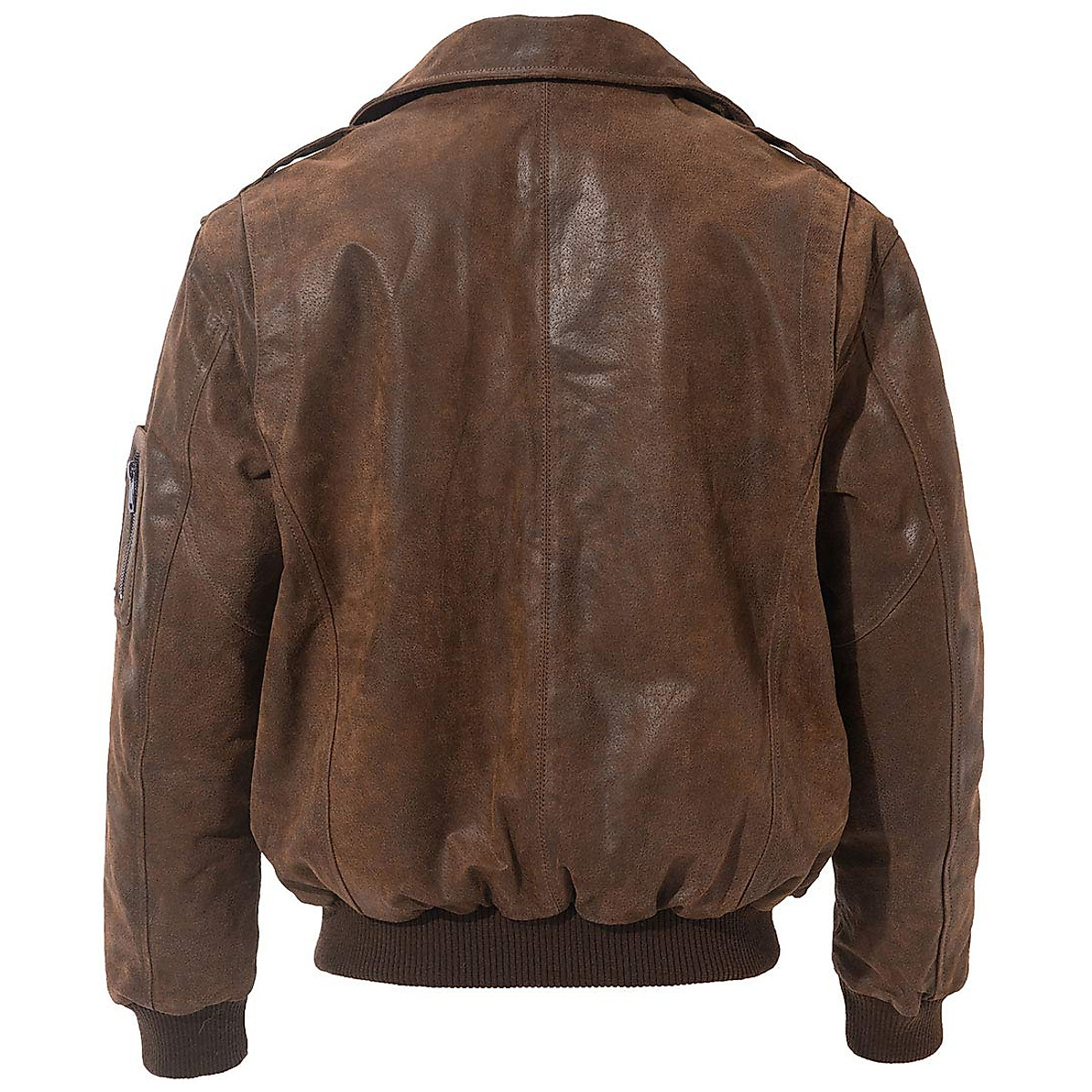 FLAVOR Men's Leather Flight Bomber Jacket Air Force Aviator. (XX-Large, Brown)