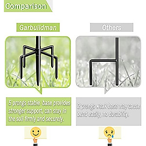 Garbuildman 76 Inch Tall Shepherd Hooks with 5-Forked Base, Adjustable Heavy Duty Bird Feeder Pole Stand Hanger for Outdoor, Shiny Black, 1 Pack
