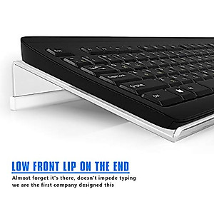 Richboom Clear Acrylic Tilted Computer Keyboard Holder for Easy Ergonomic Typing, Upgraded Version, Keyboard Stand with Silicone Anti-Slip Case for Office Desk, Home, School, Clear