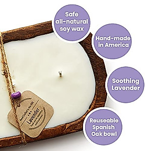 Dough Bowl Candle Company Lavender Soy Candle - 3 Wick Candle Essential Oil Wax Melts, Rustic Farmhouse Decor Odor Eliminator, 20 Ounce All-Natural Soy Candles Gifts for Women and Men