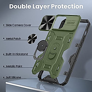 VEGO for iPhone 13 Pro Max Stand Case, iPhone 12 Pro Max Case with Slide Lens Cover, Built-in 360° Rotate Ring Stand Magnetic Car Mount Cover Case for iPhone 13 Pro Max / 12 Pro Max 6.7 inch - Green