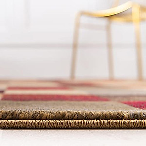 Unique Loom Barista Collection Modern, Rustic, Geometric, Squares, Urban, Warm Colors Area Rug, 9' 0" x 12' 0", Multi/Beige