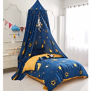 Mengersi Star Bed Canopy for Girls, Prince Round Dome Kids Indoor Outdoor Castle Hanging House Decoration Reading Nook