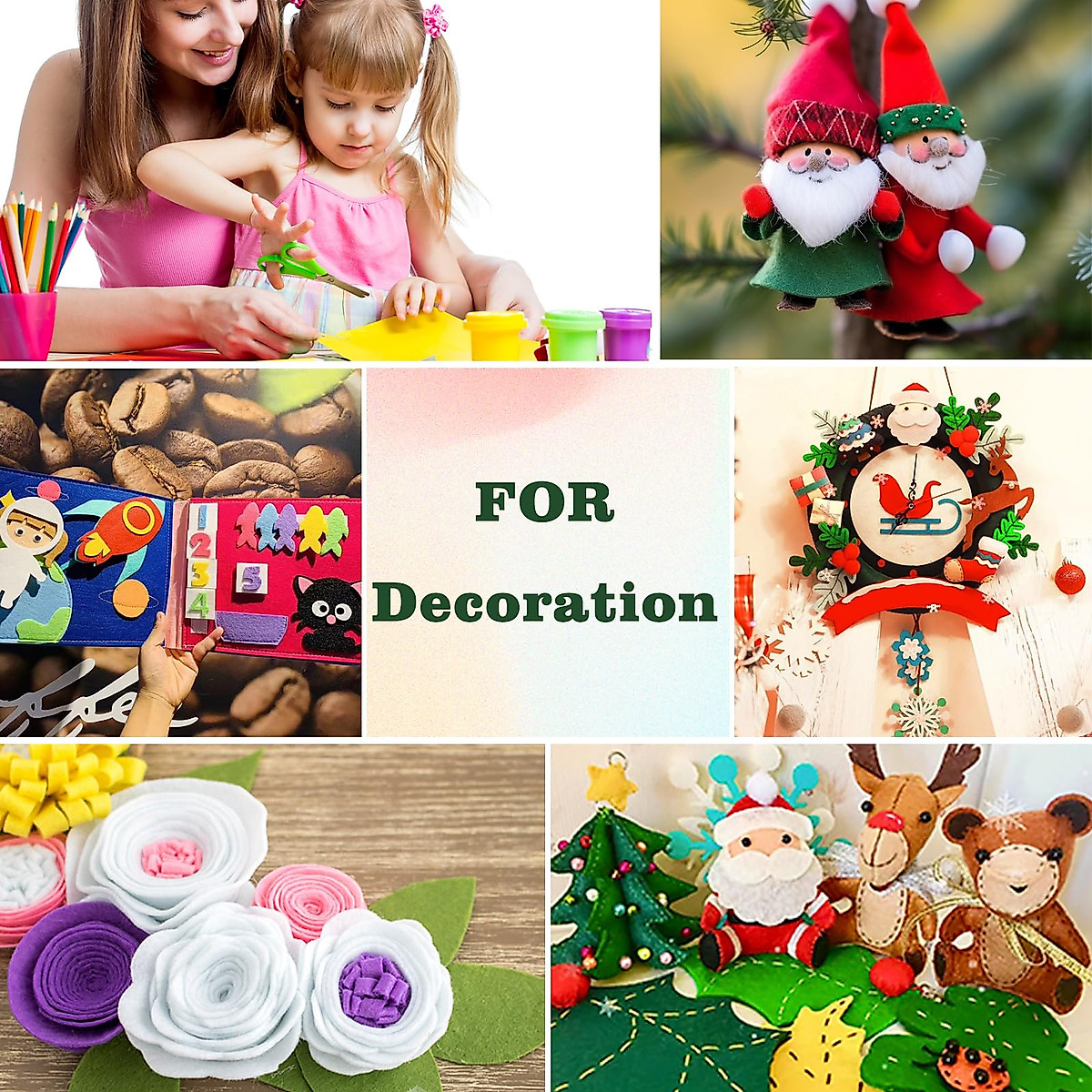 Jtnohx Felt for Crafts, 16 Pcs Felt Fabric, 7"×11.3" Stiff Felt Sheets, Craft Felt Square for Sewing (White)