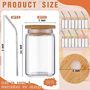 Nuogo 8 Pcs 3 oz Mini Glass Cups Mini Tumbler Shot Glass with Straw and Lid Sublimation Shot Glass Tumblers Blank Glass Cups for Wedding