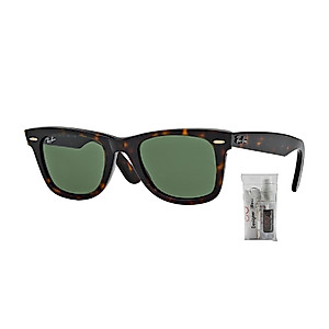 Ray-Ban RB2140 WAYFARER 902 54M Tortoise/Crystal Green Square Sunglasses for Men For Women+ BUNDLE with Designer iWear Eyewear Kit