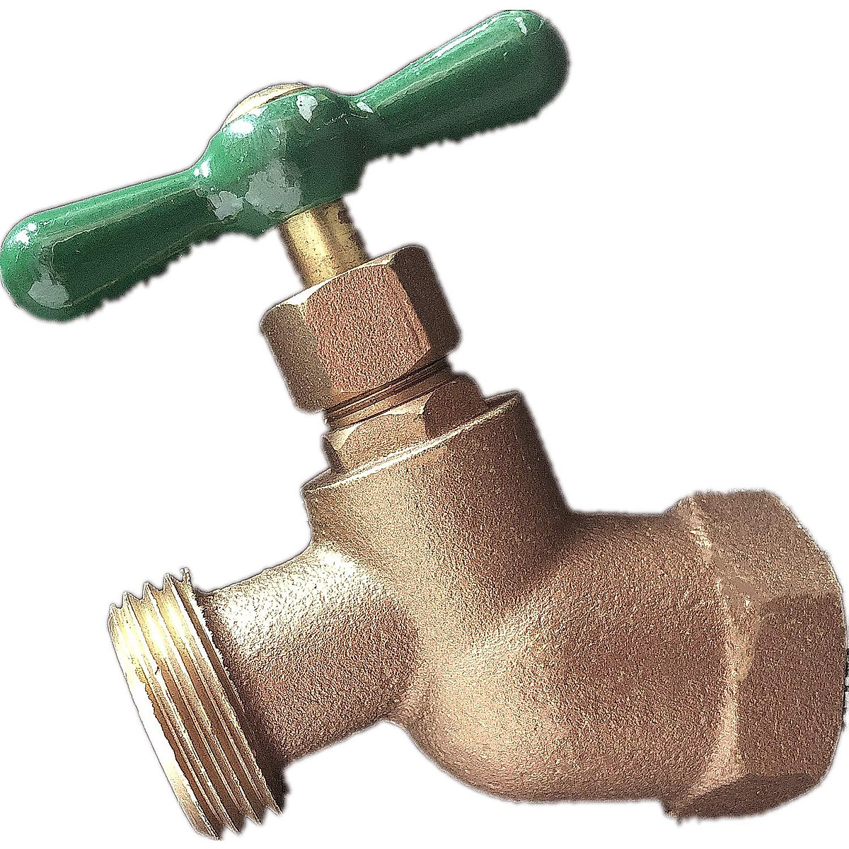 EZ-FLUID 3/4" FIP X 3/4" MHT Brass No-Kink Hose Bib, Heavy Duty Outdoor Garden Spigot Shut Off Valve (1 Pack)