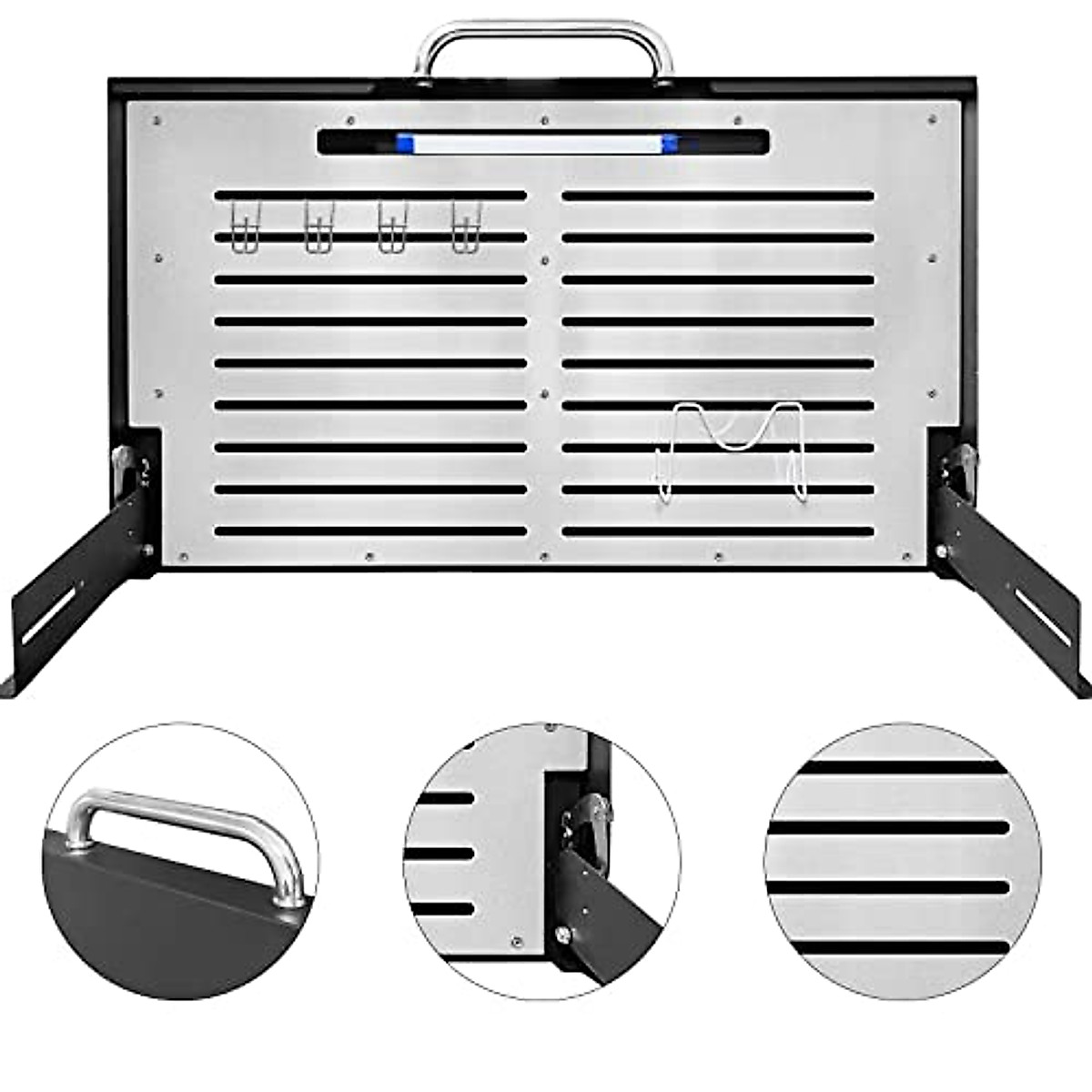 Hinged Lid for 36 inch Blackstone Griddle, Multi-Function Griddle Lid with LED Light, Pot Lid Rack, 4 Hooks, Blackstone Grill Accessories