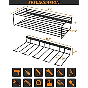 Power Tool Organizer, Garage Tool Organizers and Storage, Wall Mount Style for Power Tool Drill as Heavy Duty Tool Shelf & Tool Rack, Removable Design,Suitable for Garage, Workshop and Warehouse
