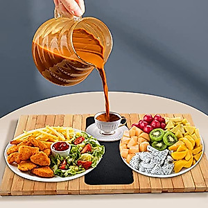 Numola Bamboos Sofa Armrest Tray, Universal Couch Sofa Arm Table, Sofa Armrest Protector, Adjustable and Foldable Sofa Handy Little Table, Couch Arm Cup Holder for Snack, Drinks, Phone, Remote