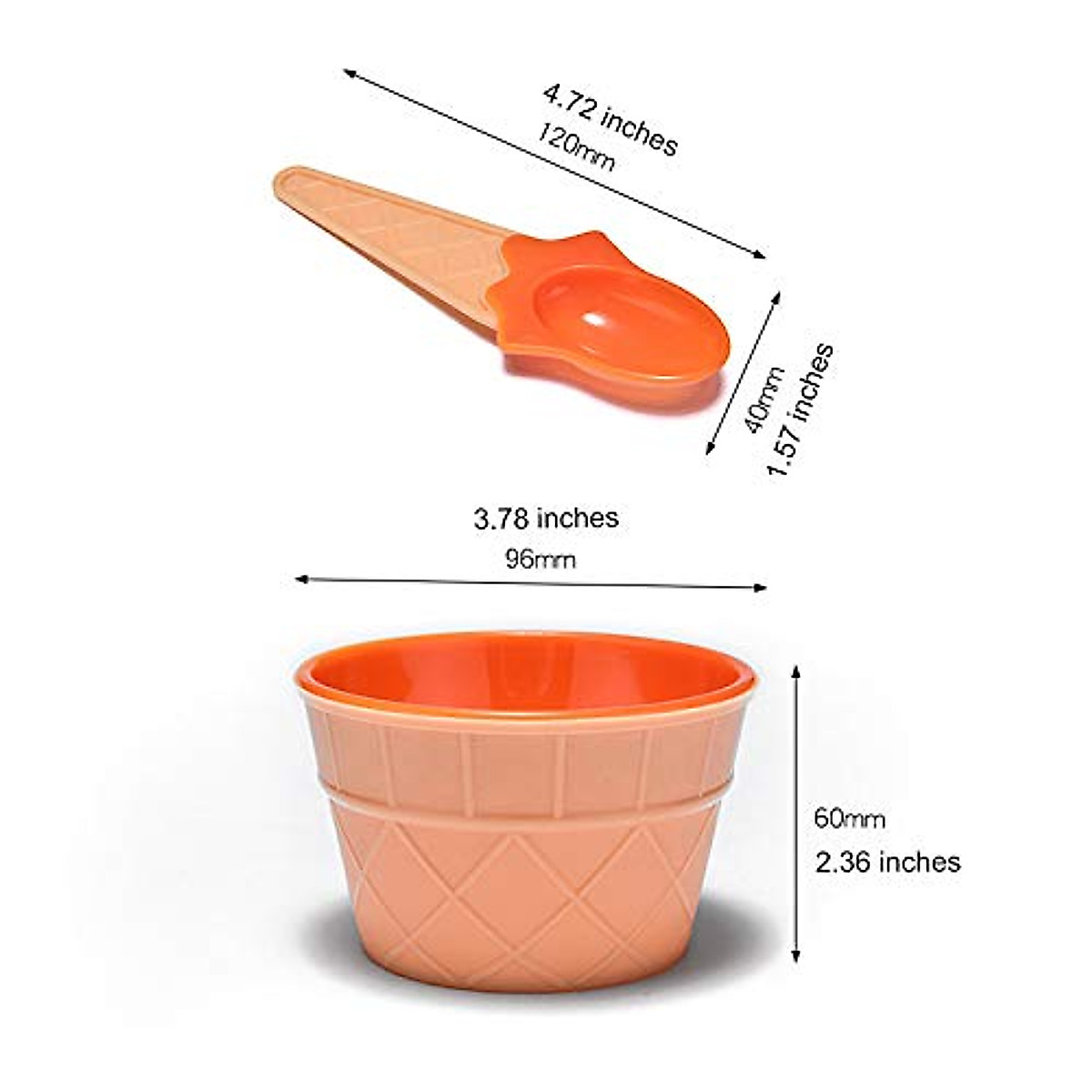 Dessert Bowls, 4 Pack Ice Cream Bowl Spoon Set,Frozen Yogurt Cups with Spoons Durable Plastic Candy Color Lovely Dessert Bowl DIY Ice Cream Tools For Festive Party Favor Kids Gift