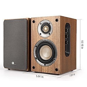 1 by ONE Bluetooth Bookshelf Speakers, Active 2 Way Speakers with 60 Watts RMS, 100 Watts Peak Power, Turntable Speakers with RCA x 2/Bluetooth/Coaxial/Optical