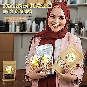 1000 Pcs Ramadan Stickers 1.5 Inch Eid Mubarak Stickers Ramadan Kareem Stickers Ramadan Mubarak Stickers Islamic Muslim Gift Labels Ramadan Kareem Labels for Eid Party Decorations Supplies, 8 Styles
